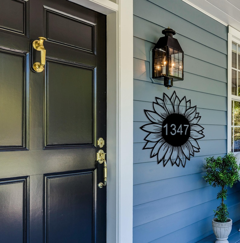 Custom House Number Sign,sunflower Metal Sign,metal Address Number ...