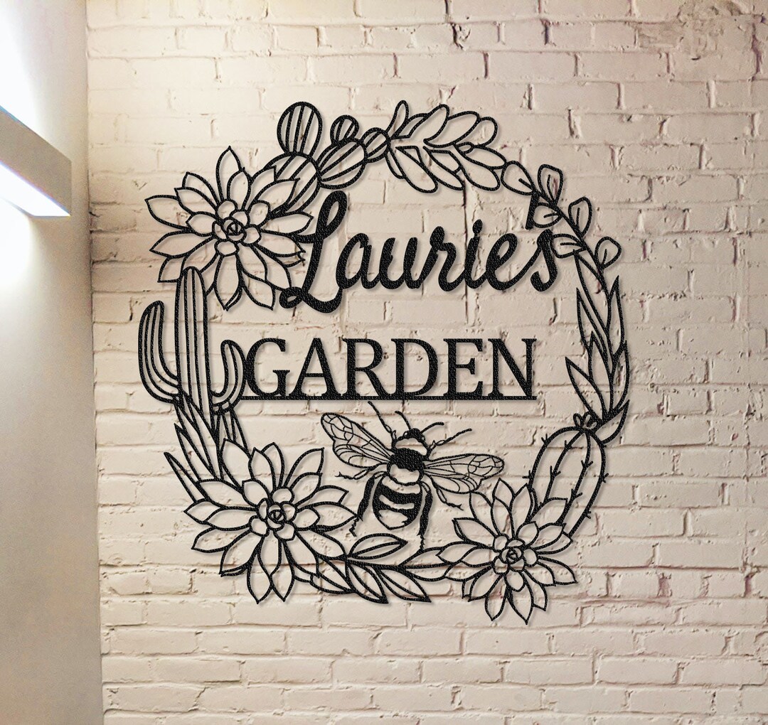 Cactus Garden Metal Sign,cactus Bee Sign,custom Garden Wall Art,garden ...