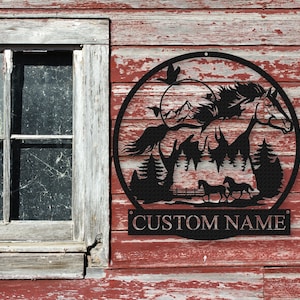Custom Horses Metal Sign,horse Wall Art,personalized Horse Ranch Decor ...