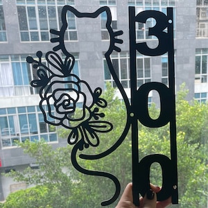 Custom Cat House Number Sign,address Plaque Wall Art,address Number ...