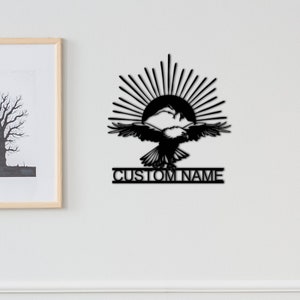 Eagle Mountain Sign,eagle Sun Metal Wall Art,custom Eagle Name Sign ...