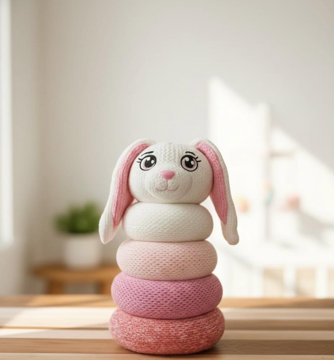 Bunny Toy Stacker PDF Pattern, Circular Knitting Addi King or Sentro 48 ...