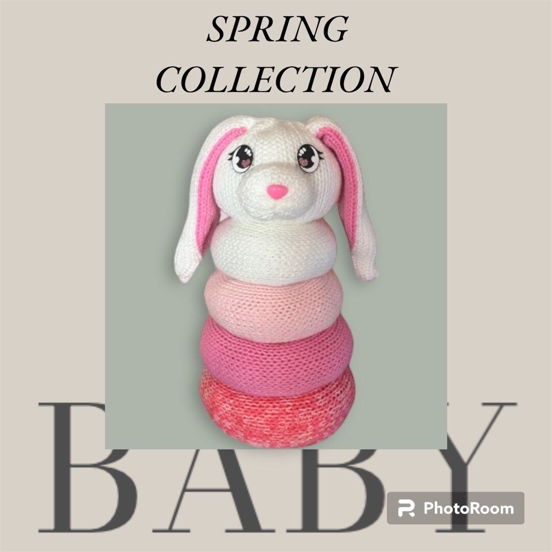 Bunny Rabbit Knitted Toy Stacker Ready to Ship! - Etsy