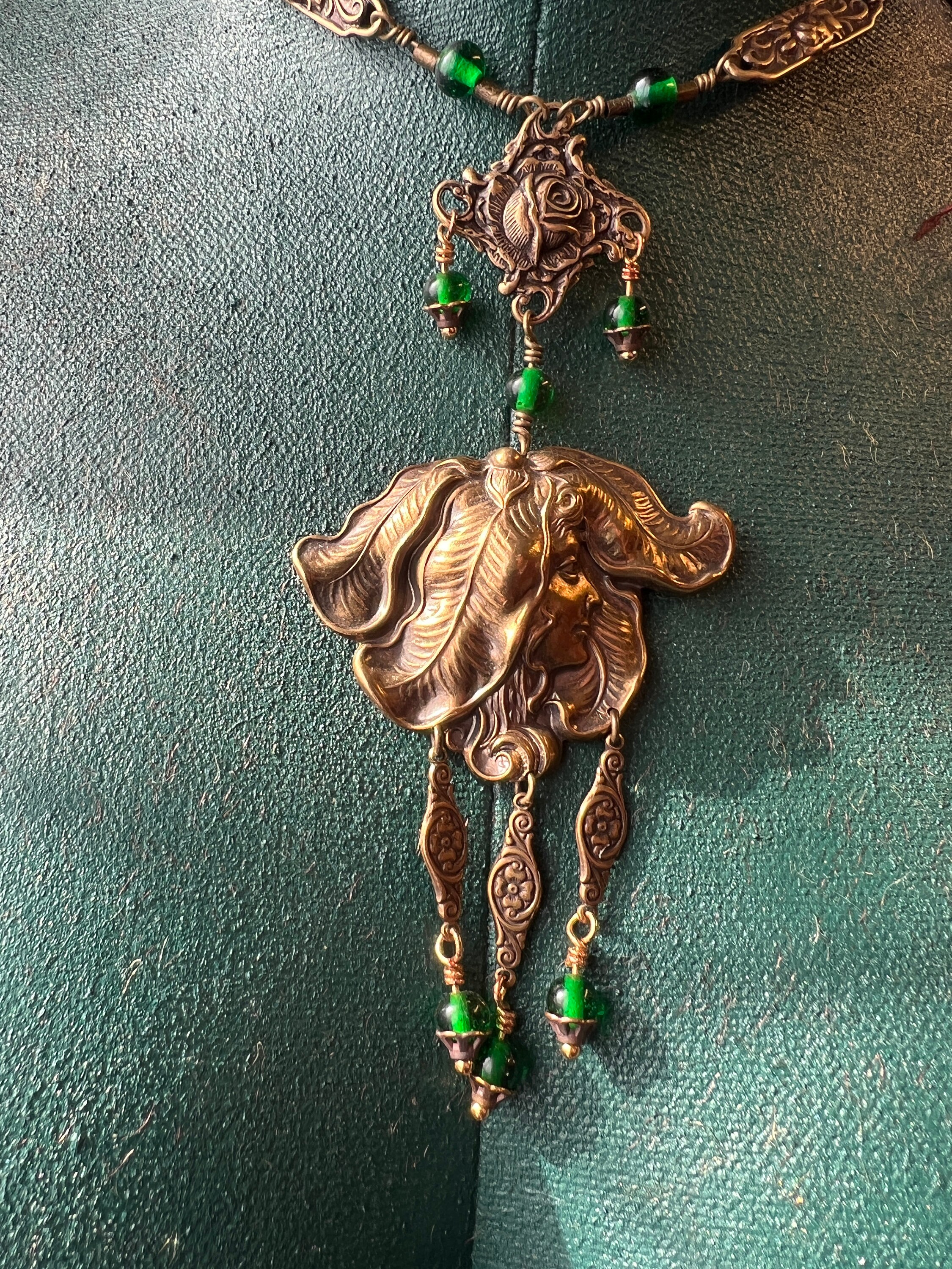 Vintage Art Deco Brass Fairy Fantasy Pendant Necklace - Etsy