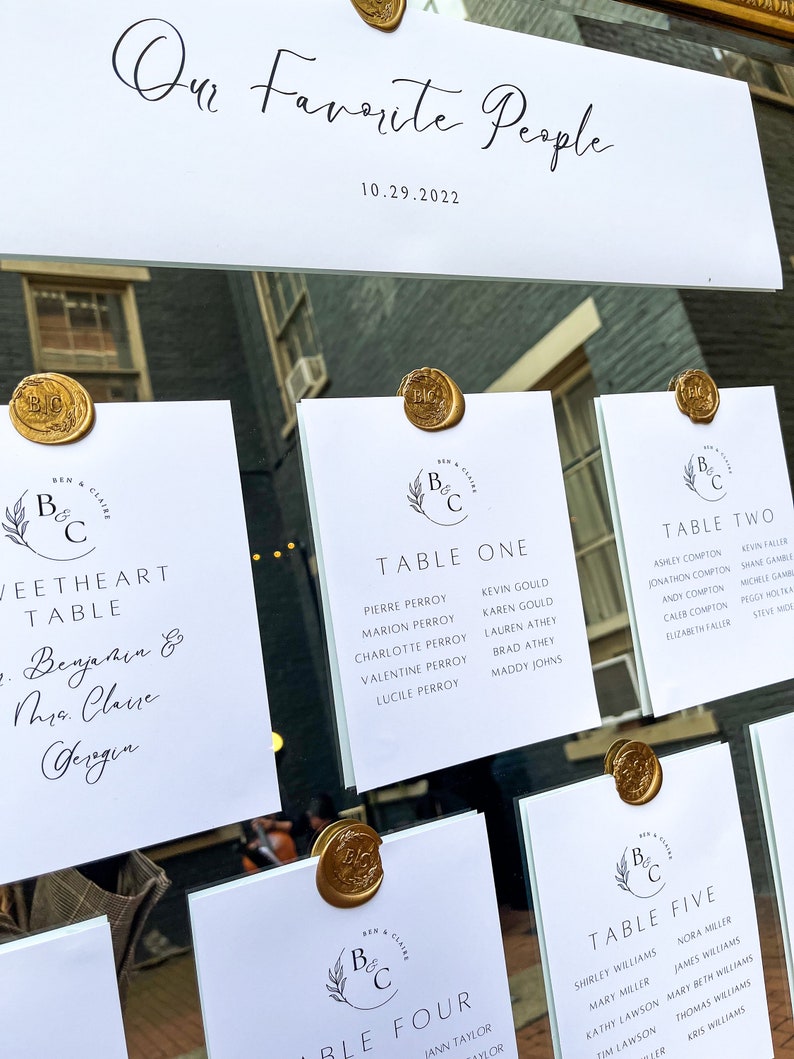 Printed Wedding Table Cards for Seating Chart Wedding Mirror Seating ...