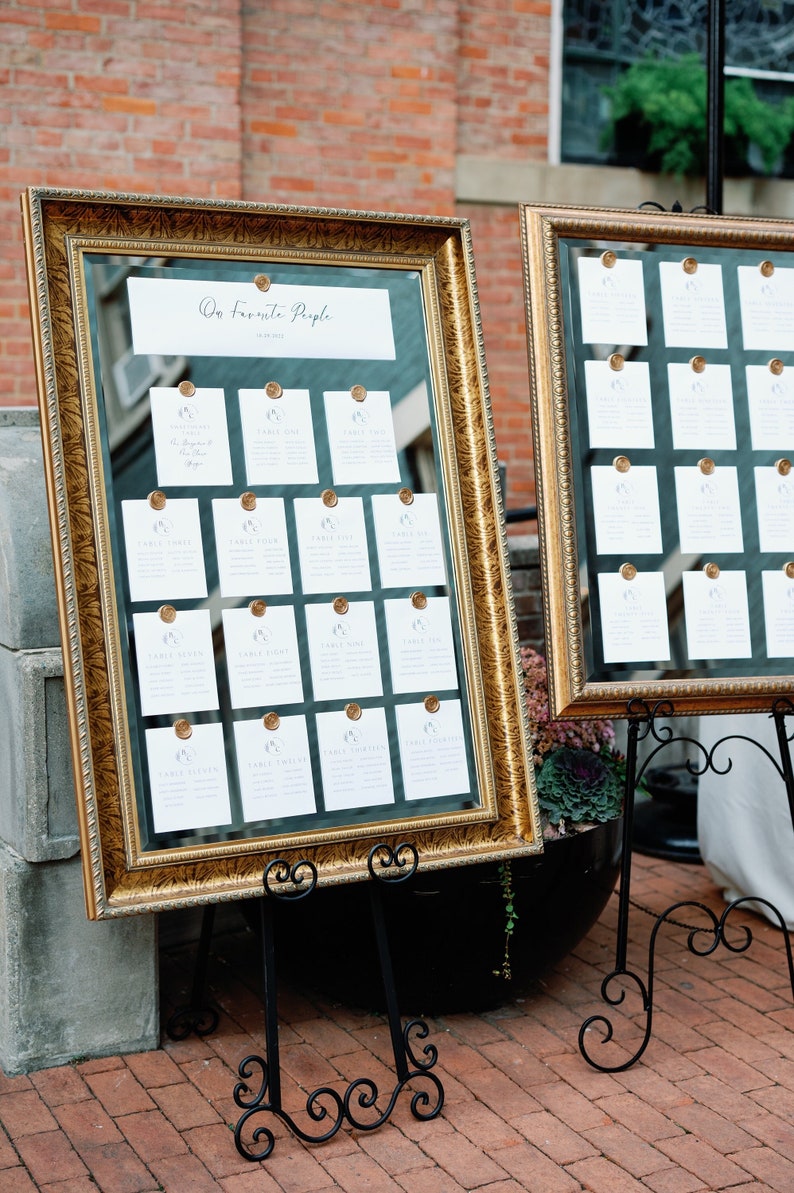 Printed Wedding Table Cards for Seating Chart Wedding Mirror Seating ...