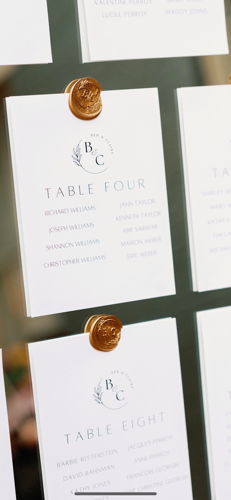 Printed Wedding Table Cards for Seating Chart Wedding Mirror Seating ...