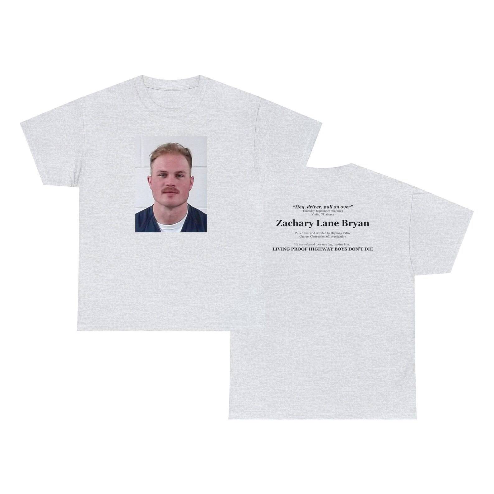 Zach Bryan Mug Shot T-shirt Mug Shot Unisex T-shirt Zach Bryan Tour ...