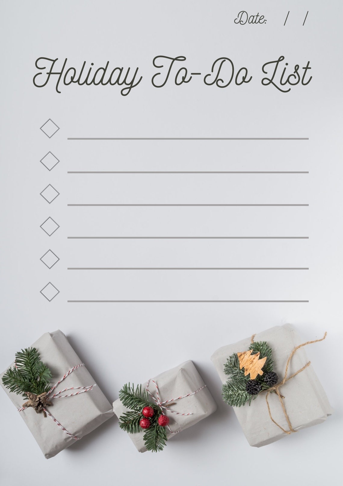 Printable Holiday Checklist, Printable Checkist, Printable to Do List ...