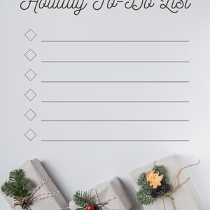 Printable Holiday Checklist, Printable Checkist, Printable to Do List ...