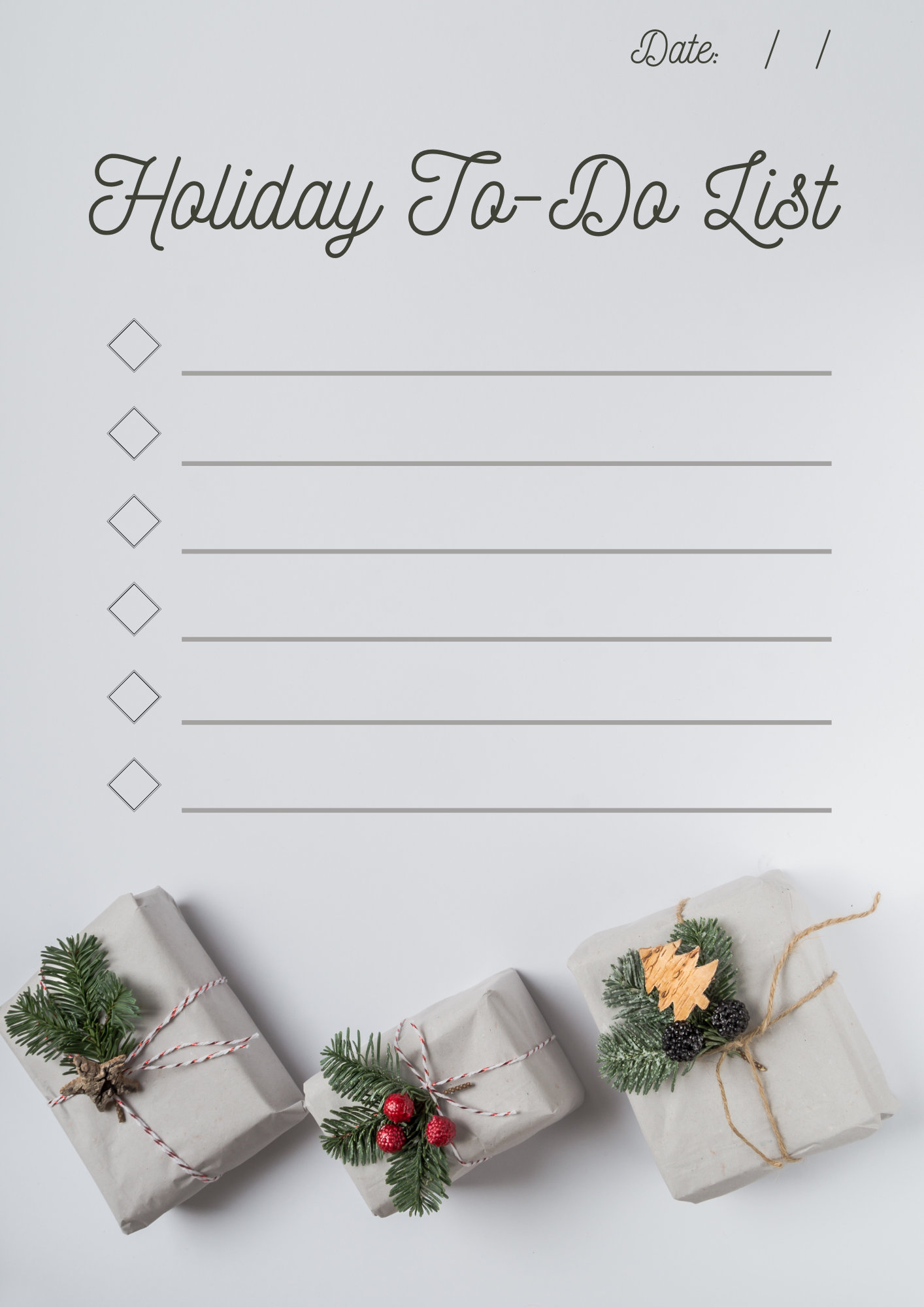 Printable Holiday Checklist, Printable Checkist, Printable to Do List ...