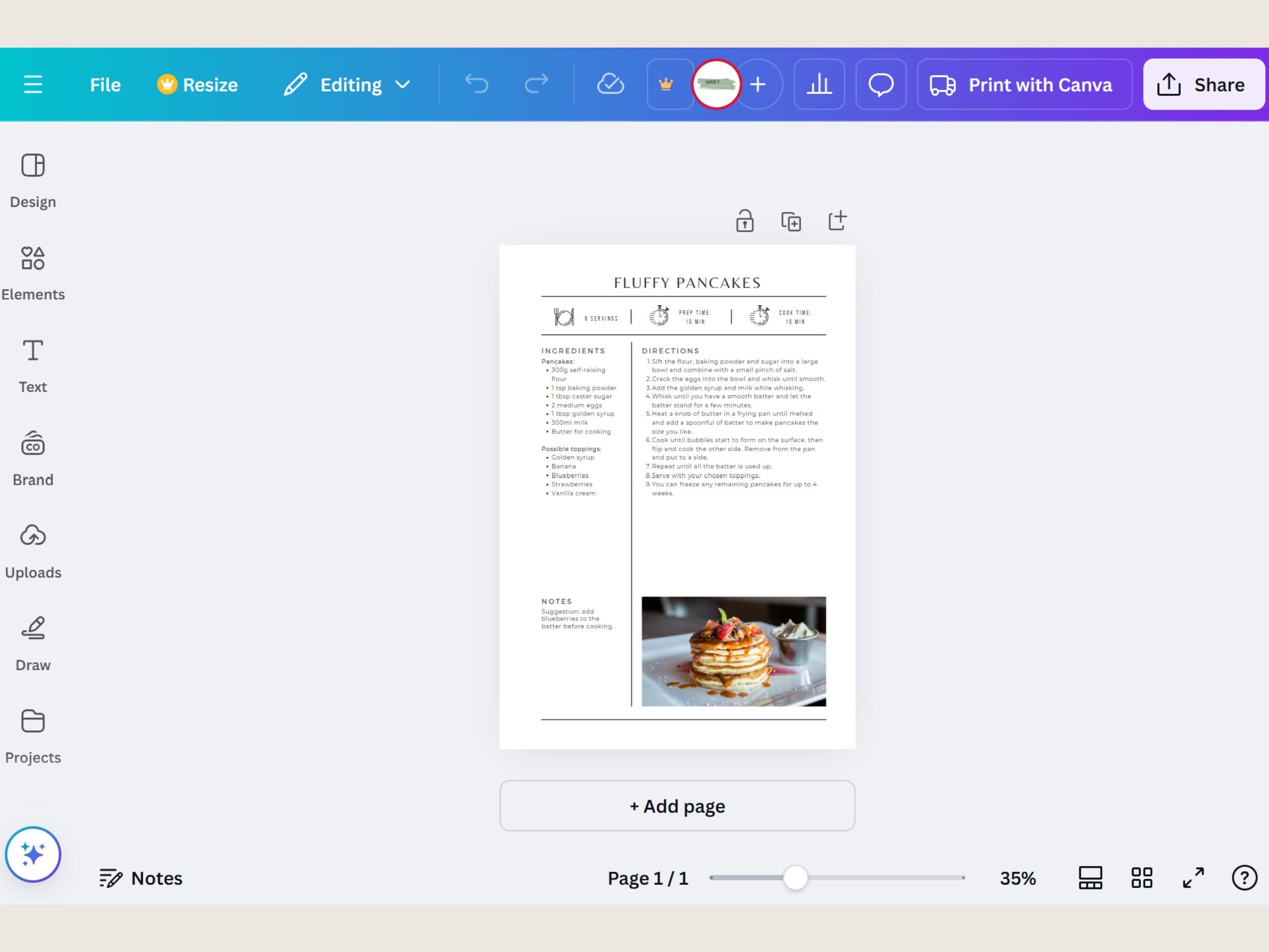 Simple Recipe Card Template (with Margins) | Editable and Printable ...