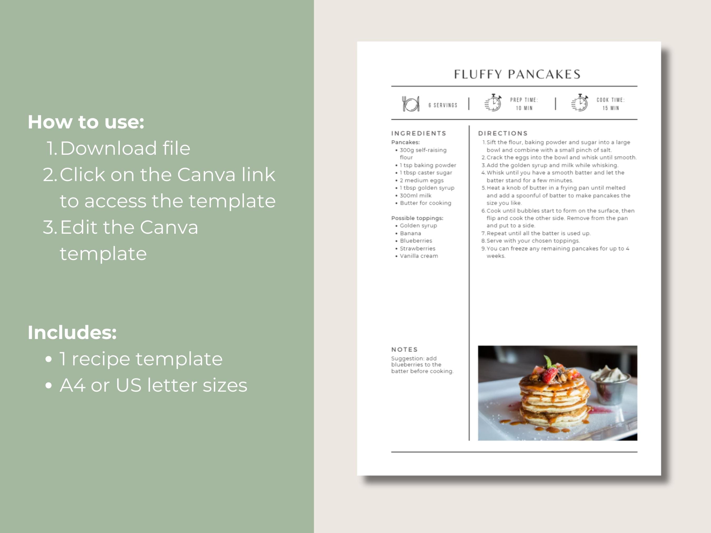 Simple Recipe Card Template (with Margins) | Editable and Printable ...