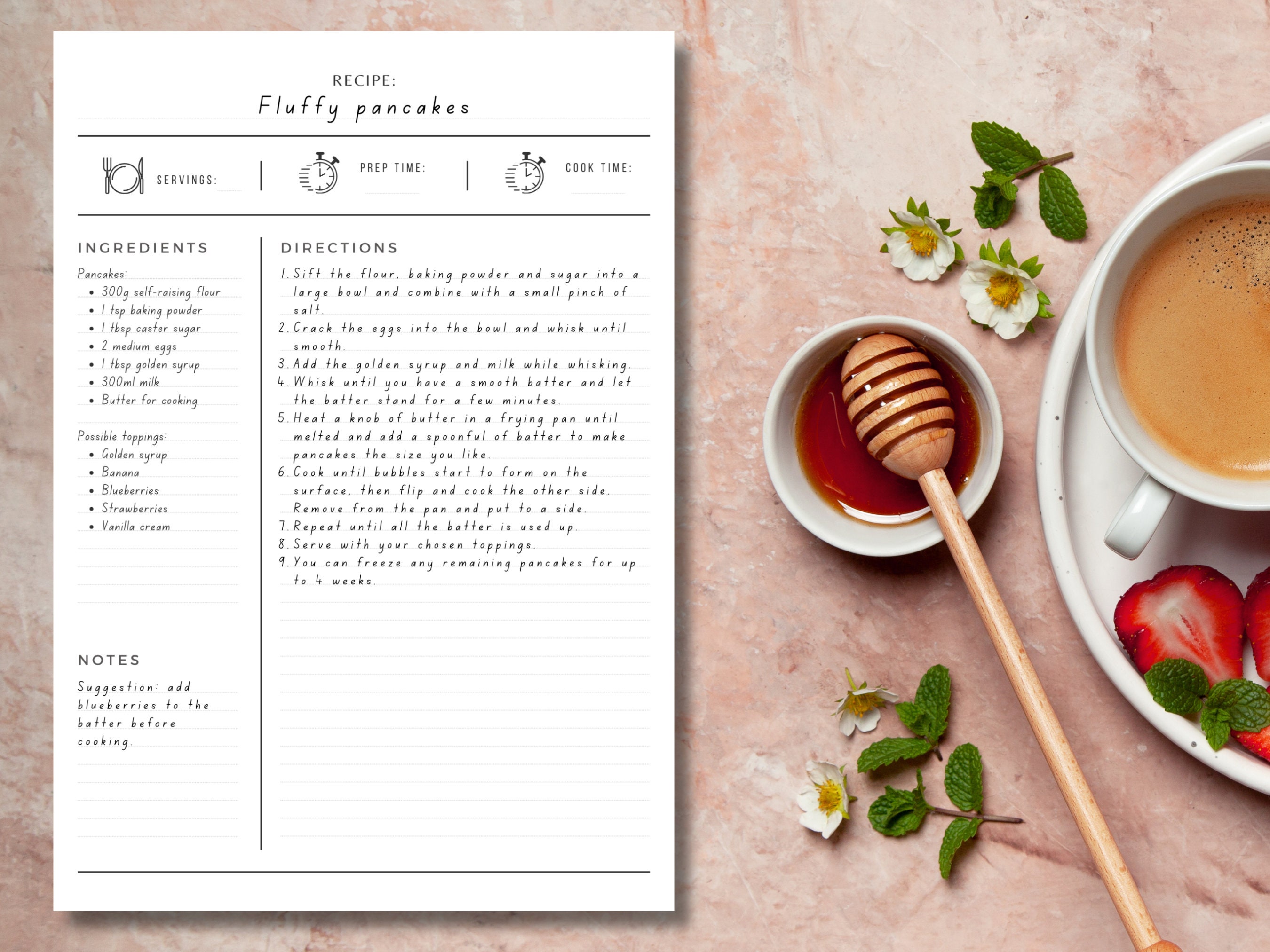 Simple Recipe Card Template | Printable | A4/US Letter | PDF Files - Etsy