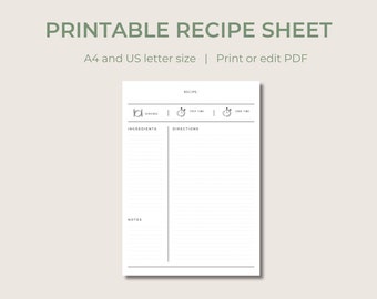 Printable Recipe Template Editable Recipe Book Template Recipe Print ...