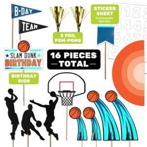16-piece Basketball Cake Topper Set - Slam Dunk in Sports Party Decor ...