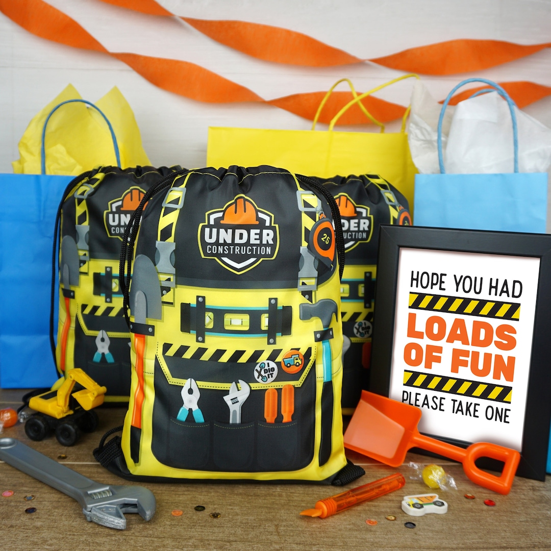 Construction Party Favor Bags for Construction Birthday Party Favors ...