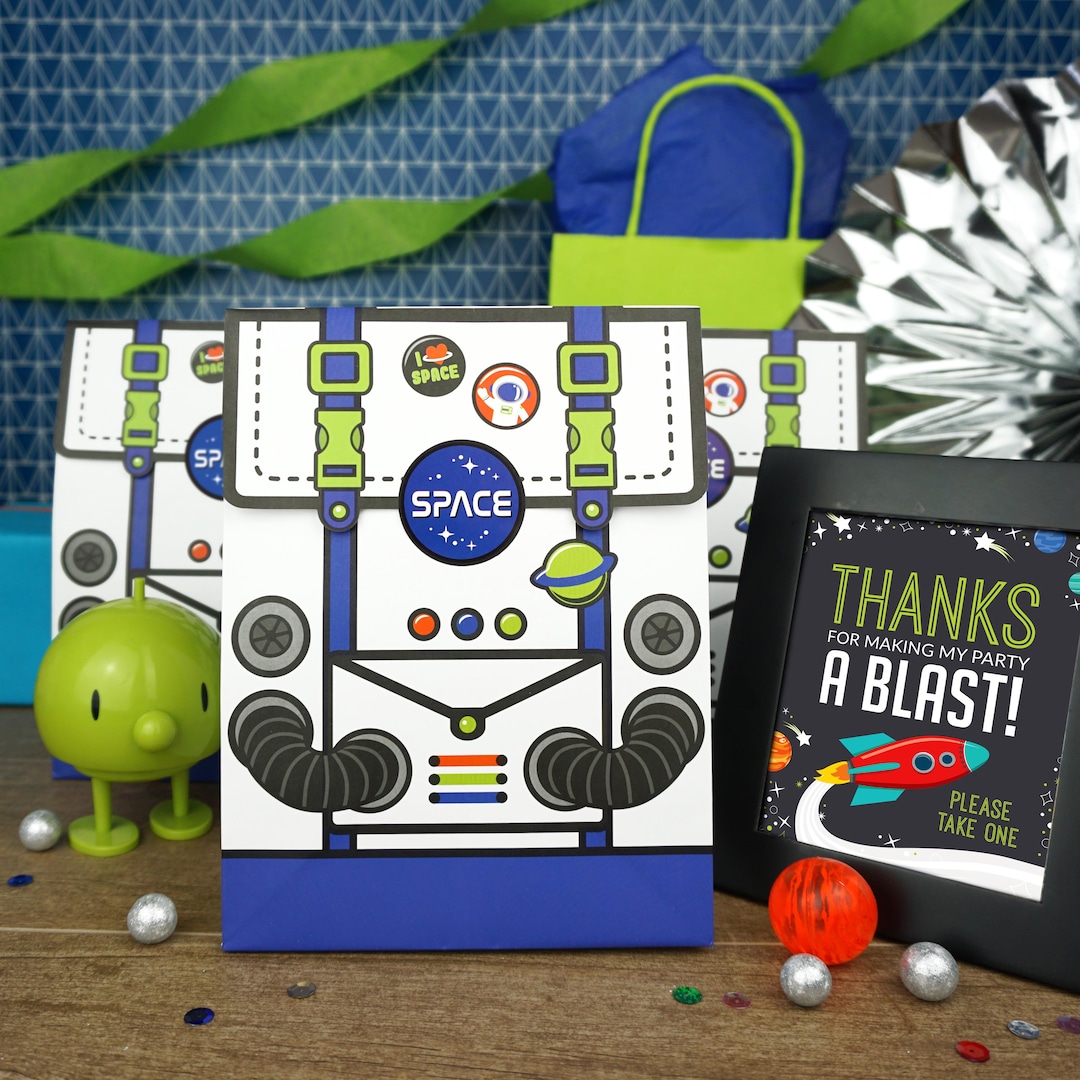 Outer Space Party Favor Bags: Astronaut Goodie Bags With Stickers (set ...