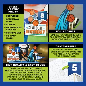 Basketball Cake Topper Set: Sports Birthday Party Decor, 16-piece - Etsy