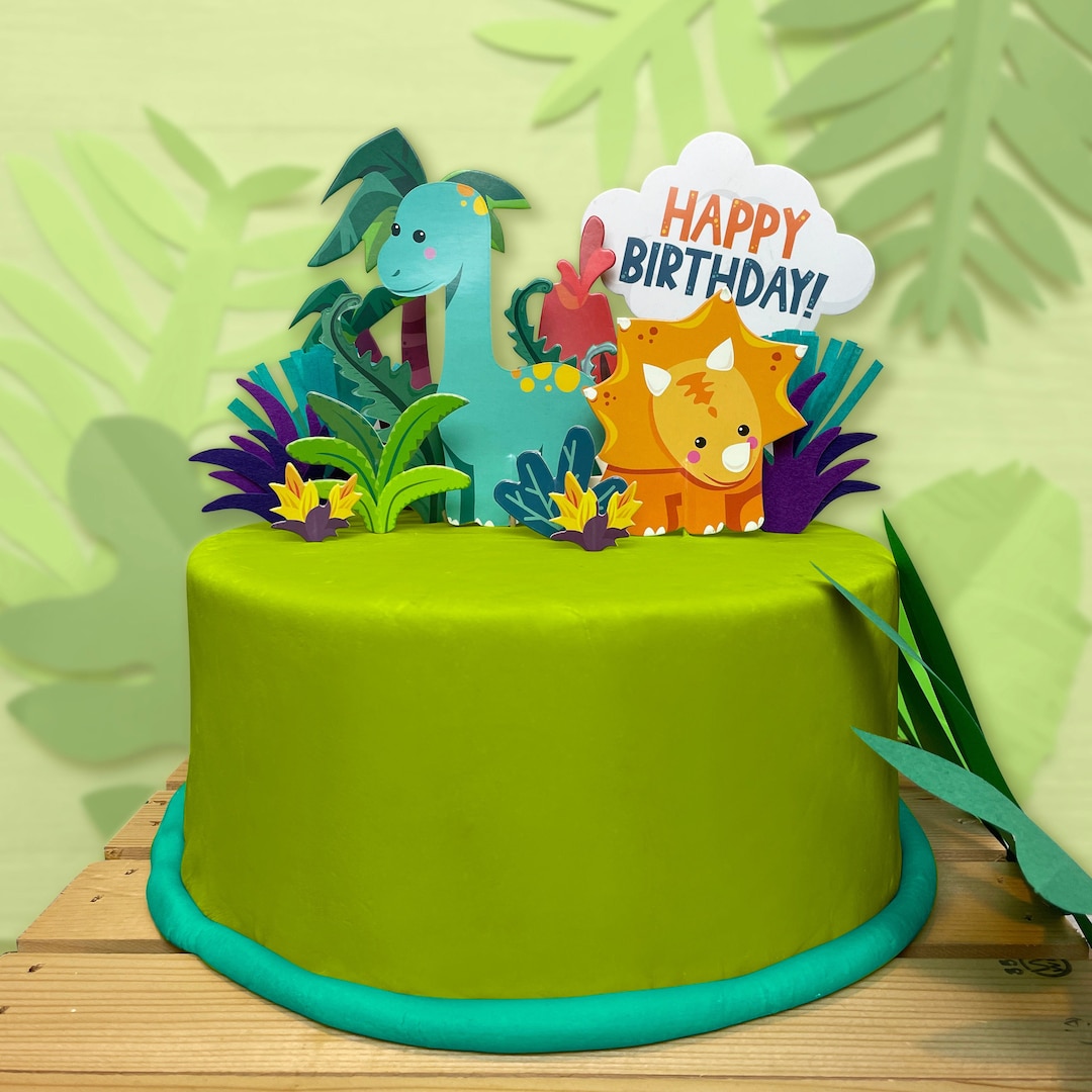 Dinosaur Cake Topper Set: 19-piece Dino Birthday Party Decorations - Etsy