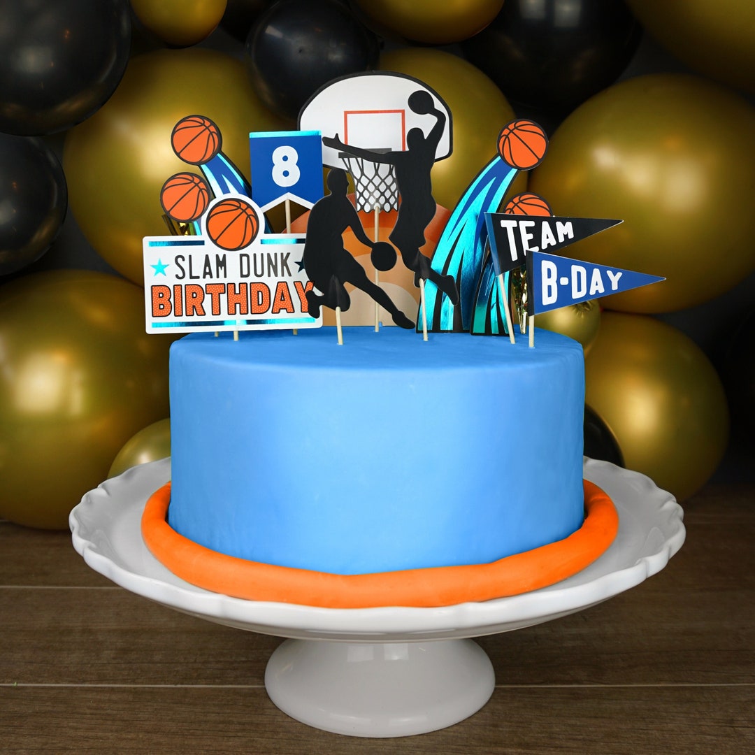 16-piece Basketball Cake Topper Set - Slam Dunk in Sports Party Decor ...