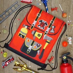 Firetruck Party Favor Bags: Firefighter Birthday Drawstring Backpacks ...