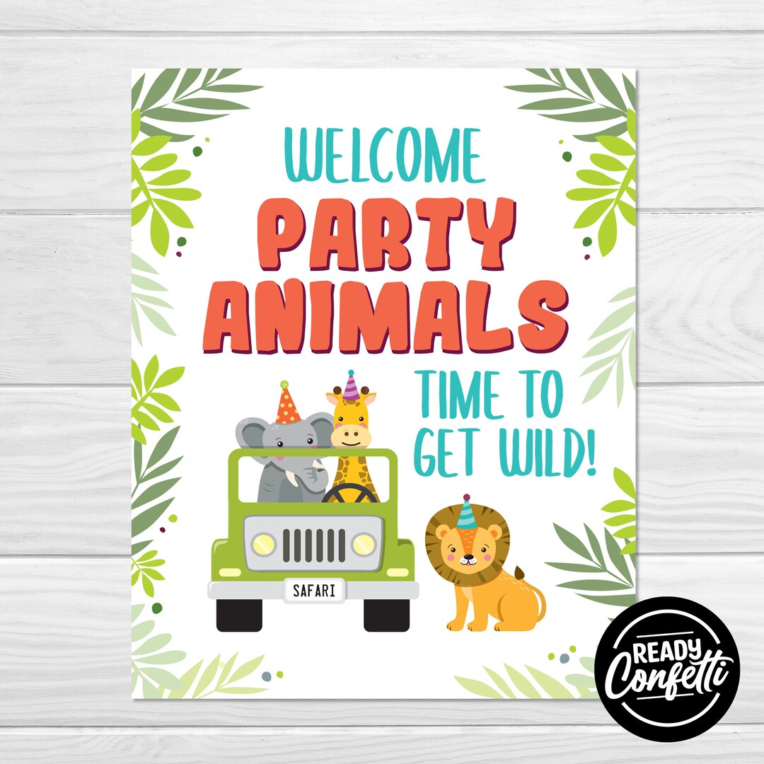 Safari Party Sign: Jungle Animals, Wild One Theme (PDF) - Etsy