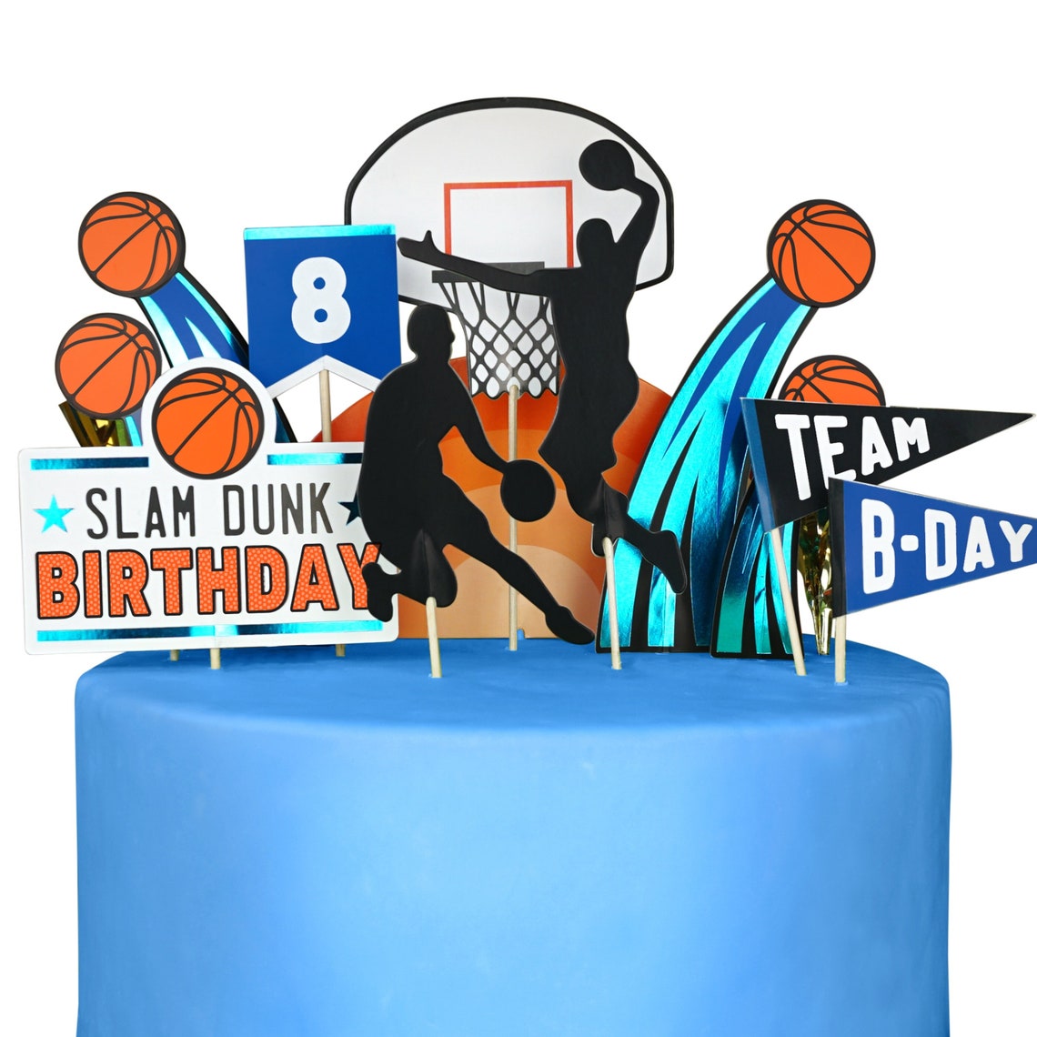 Basketball Cake Topper Set: Sports Birthday Party Decor, 16-piece - Etsy