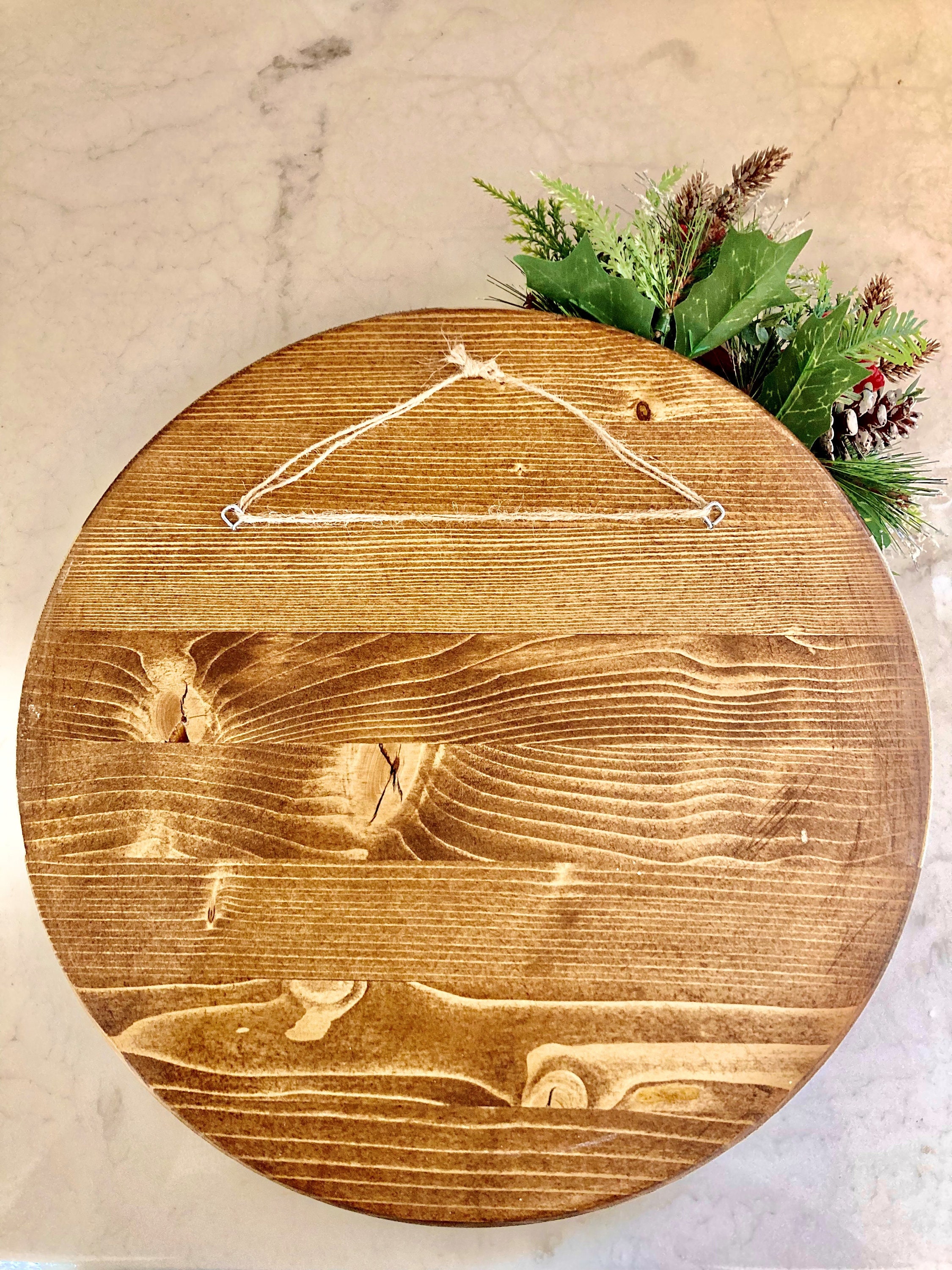 Christmas Wood Round Wreath Farmhouse - Etsy