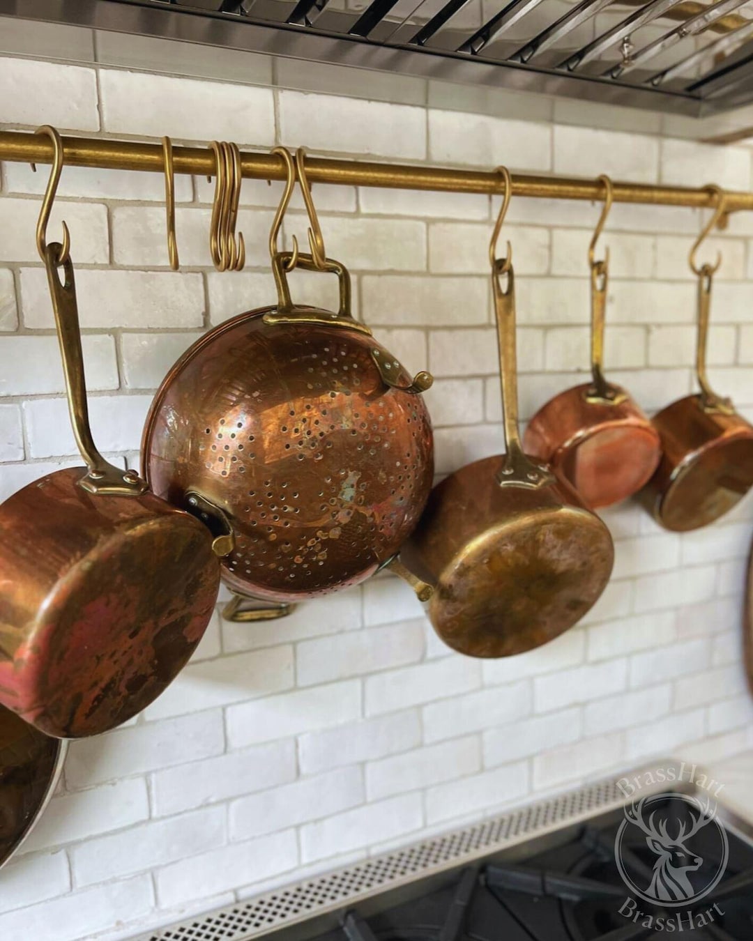 Unlacquered Brass Pot Rail, Kitchen Organizer, Hanging Pot and Pan ...