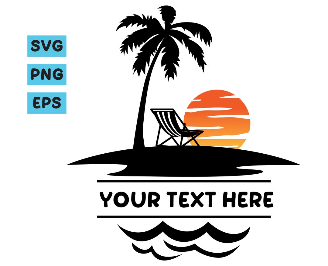 Palm Tree Split Frame Svg,sunset,summer ,ocean Waves ,beach Monogram ...