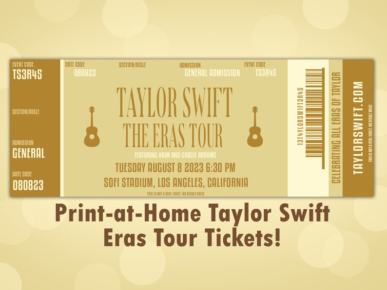 Personalized Taylor Swift Eras Tour Commemorative Ticket, Taylor Swift ...