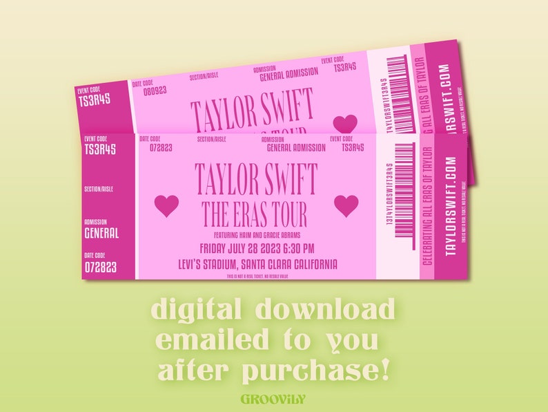 Personalized Taylor Swift Eras Tour Commemorative Ticket, Taylor Swift ...