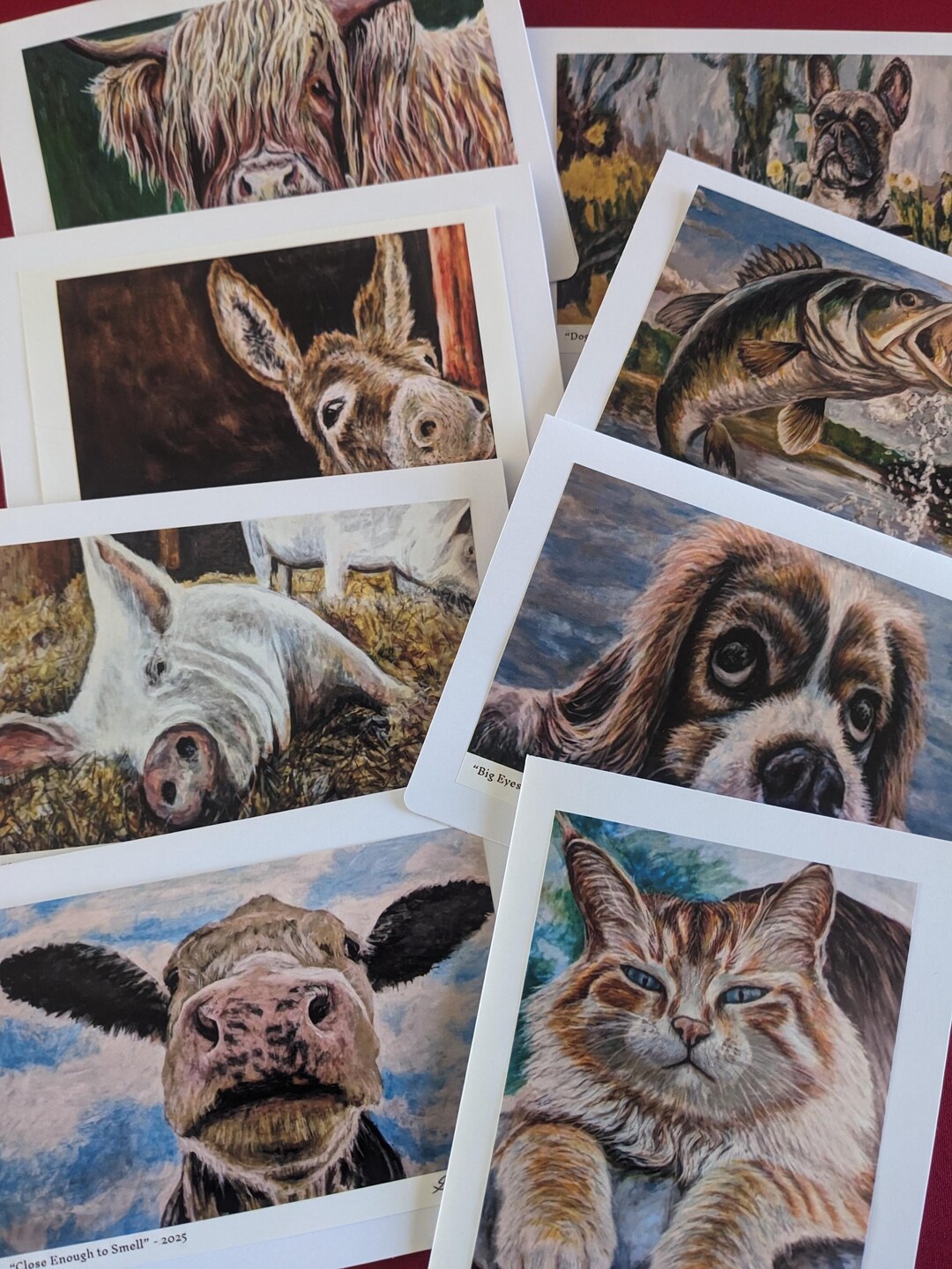 Set of 8 Blank Acrylic Animal Greeting Cards/frame-able Prints ...