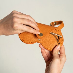 Leather Eyeglass Case, Compact Flat Sunglass Case With Holder Strap ...