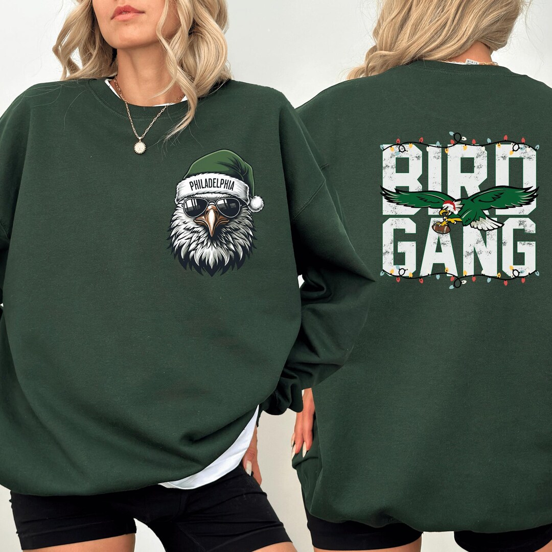 Philadelphia Bird Gang Christmas Sweatshirt, Pocket Mascot Bird Front ...