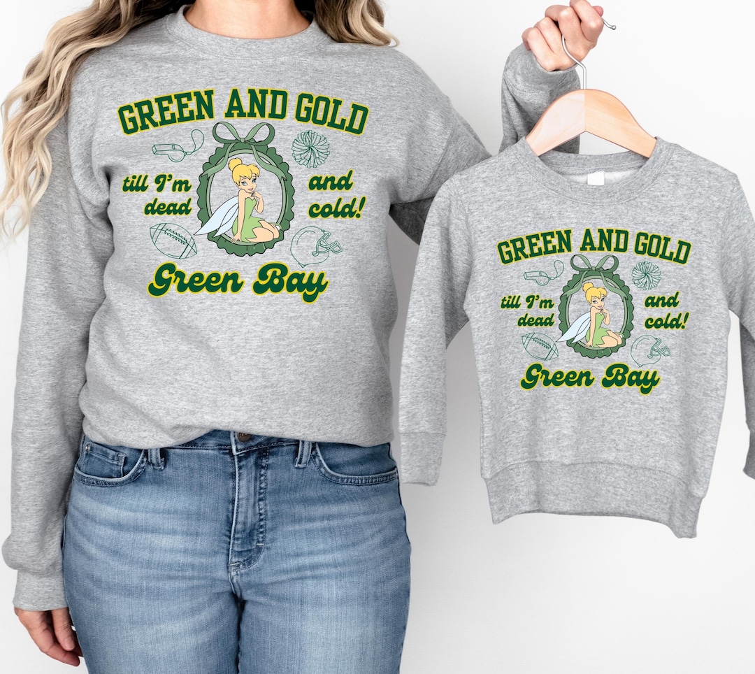 Kids Green Bay Football Tinkerbell Sweatshirt and Shirt, Princess Green ...