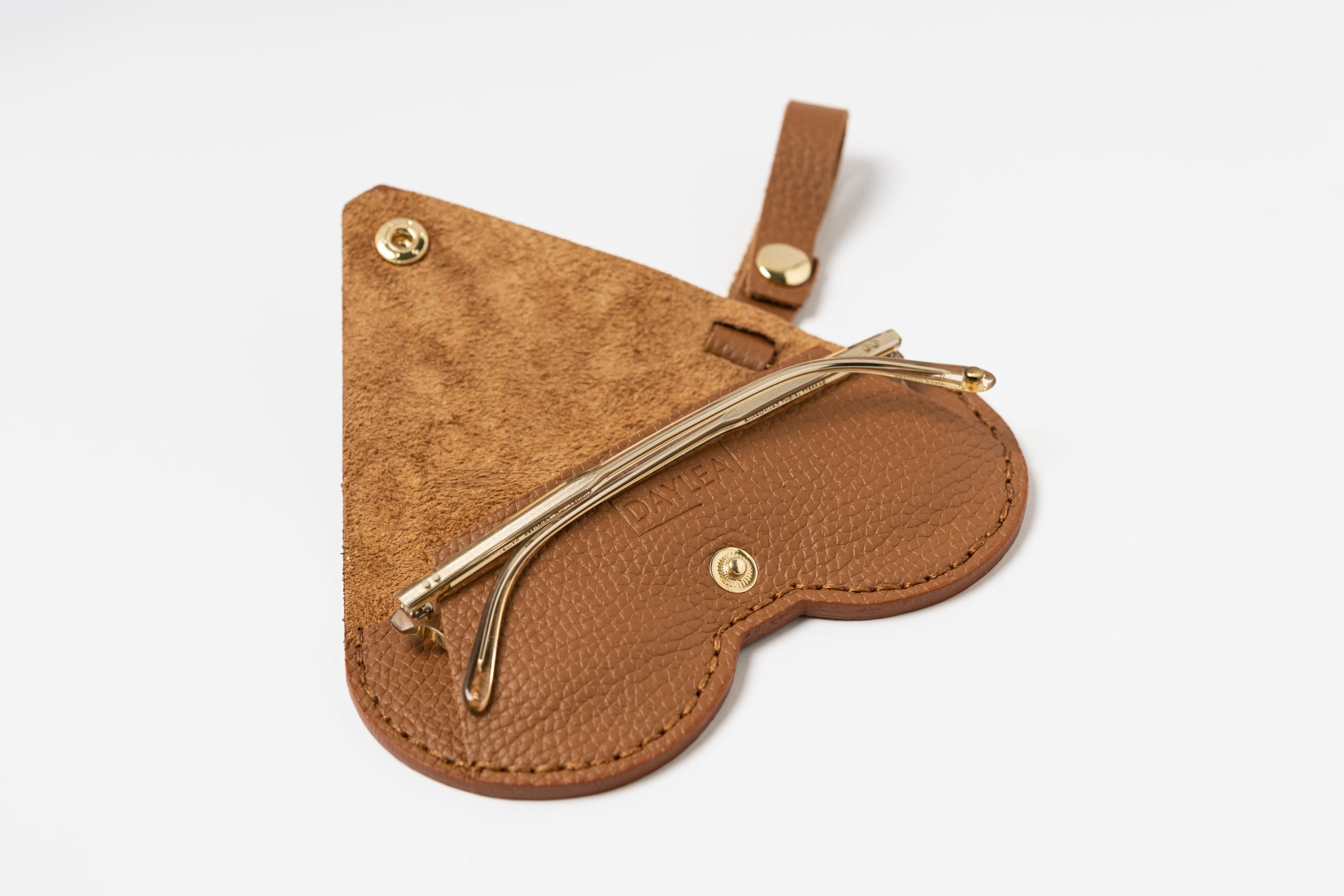 Leather Eyeglass Case, Compact Flat Sunglass Case With Holder Strap ...