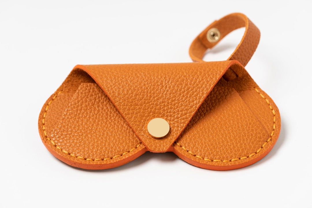 Leather Eyeglass Case, Compact Flat Sunglass Case With Holder Strap ...