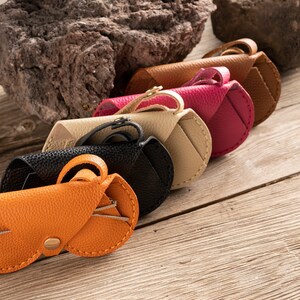 Charm Bag Leather Eyeglass Case, Flat Sunglass Case With Holder Strap ...