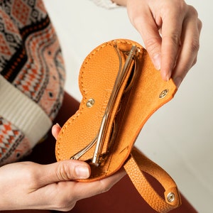 Leather Eyeglass Case, Compact Flat Sunglass Case With Holder Strap ...