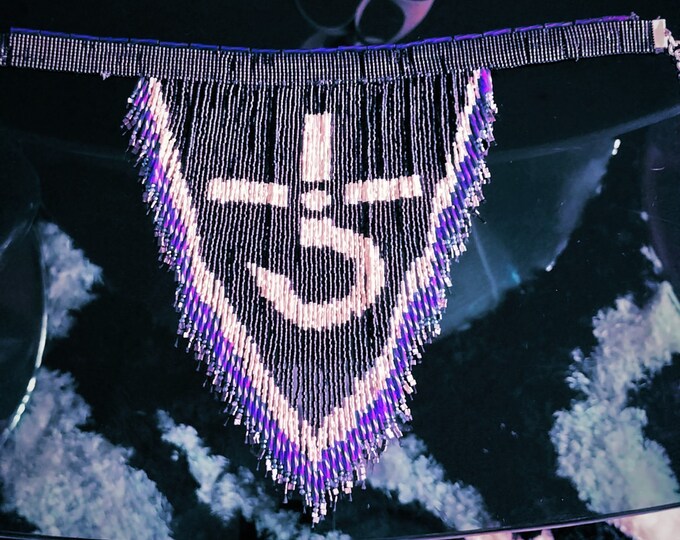 Blue Oyster Cult Saturn Symbol Glass Beaded Fringe Handmade Choker - Etsy