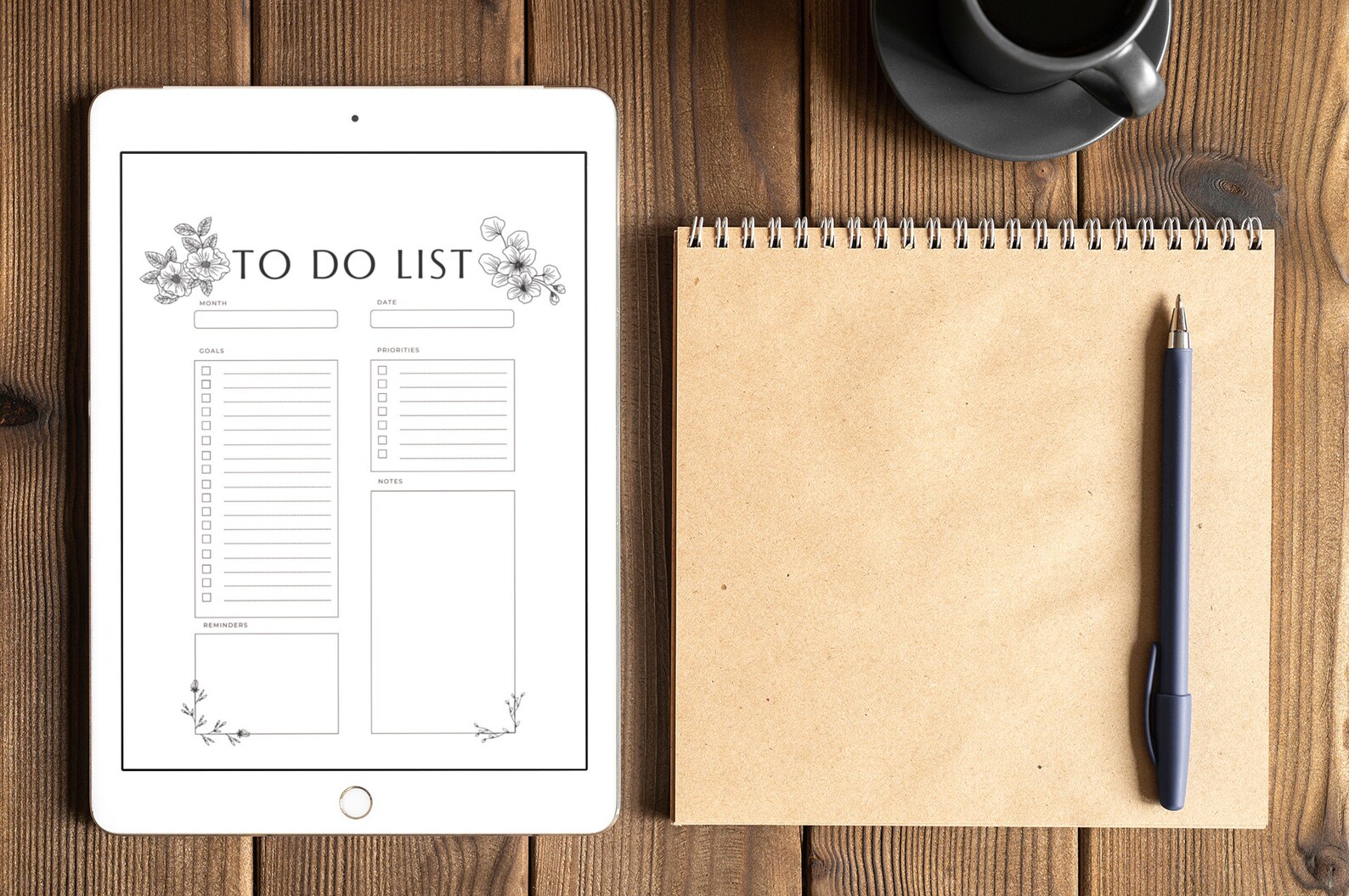 Minimalist Floral to Do List Planner Template Digital Print for Notepad ...