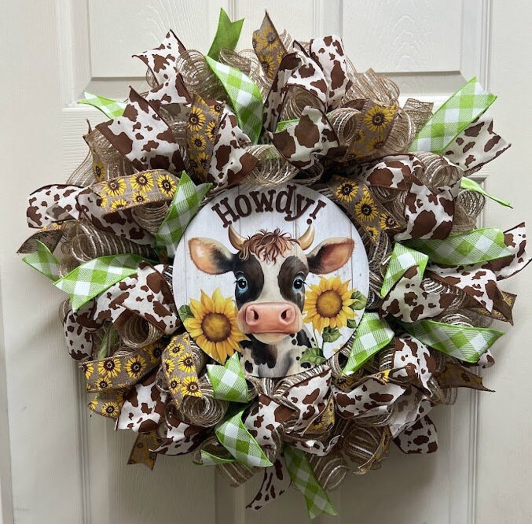 Howdy Cow Wreath, Cow, Wreath, Howdy, Country, Rustic, Western, Door ...