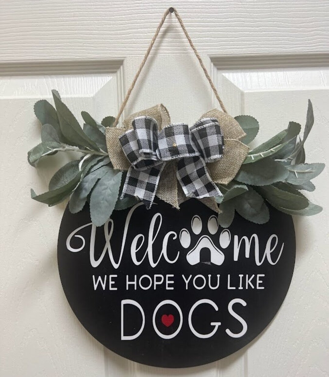 Welcome We Hope You Like Dogs Door Hanger, Dogs, Door Hanger, Floral ...