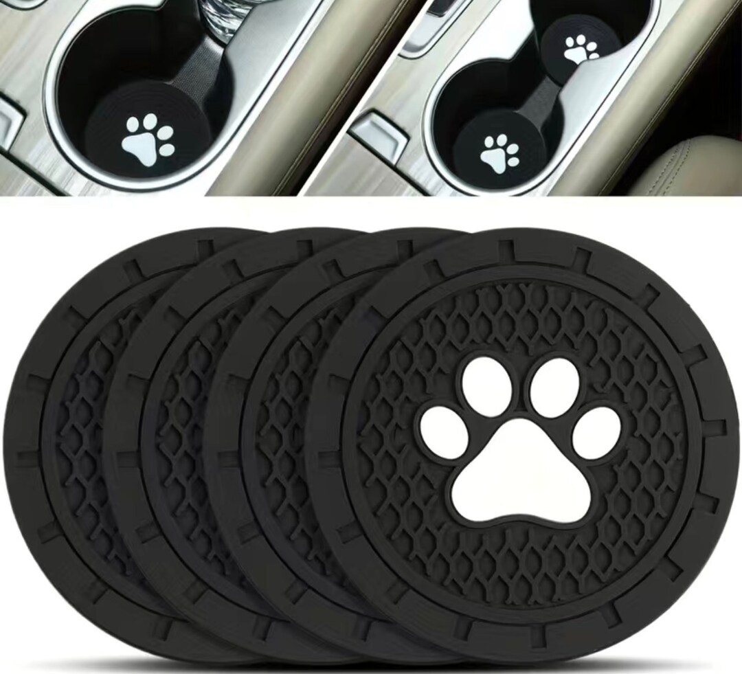 Paw Print Car Coasters, 2 PC, Dog Paw, Dog, Nonslip, Silicone, Car ...