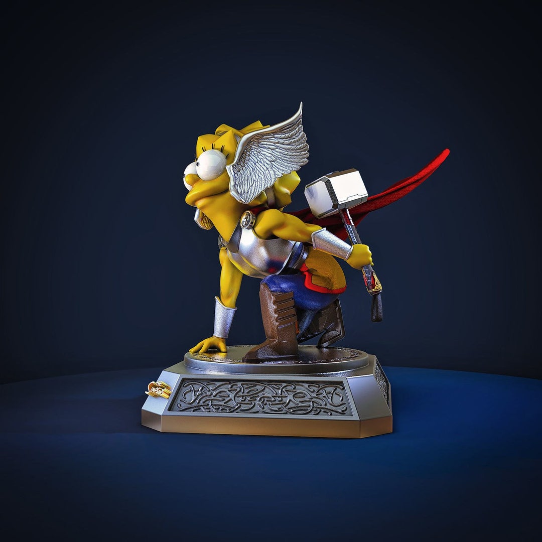 Lisa Simpson Thor Edition3d Printed Handpainted Diorama - Etsy