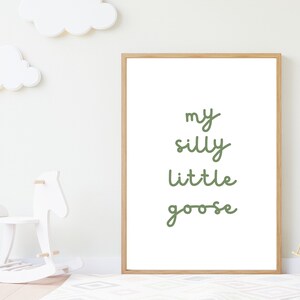 Silly Goose Wall Art, Goose Nursery Decor, Earth Tone Nursery Prints ...