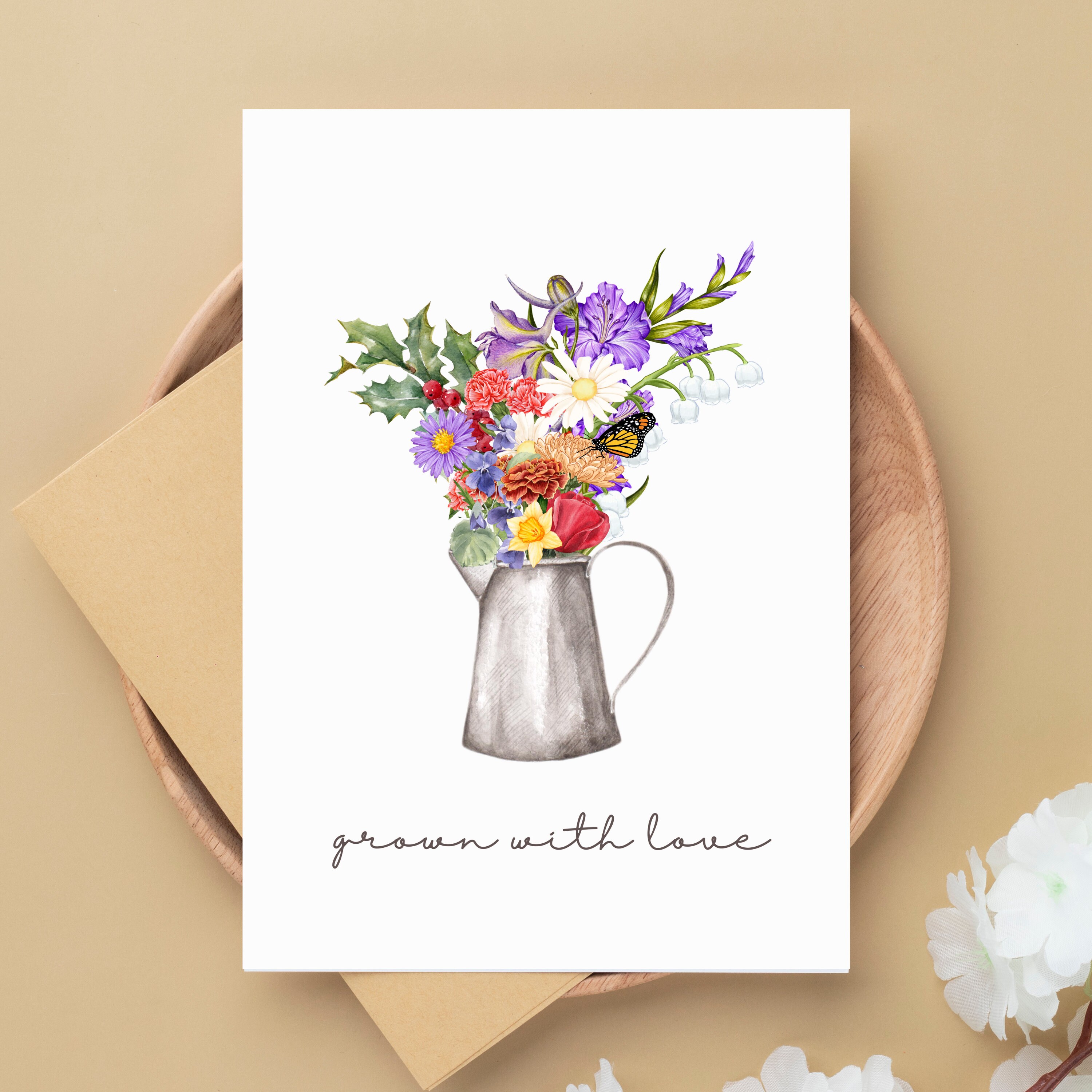 Custom Birth Flower Mother's Day Card, Customizable Birth Flower ...