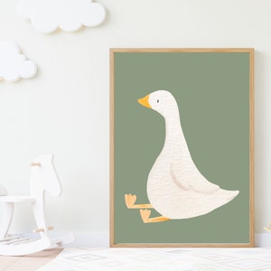 Silly Goose Wall Art, Goose Nursery Decor, Earth Tone Nursery Prints ...